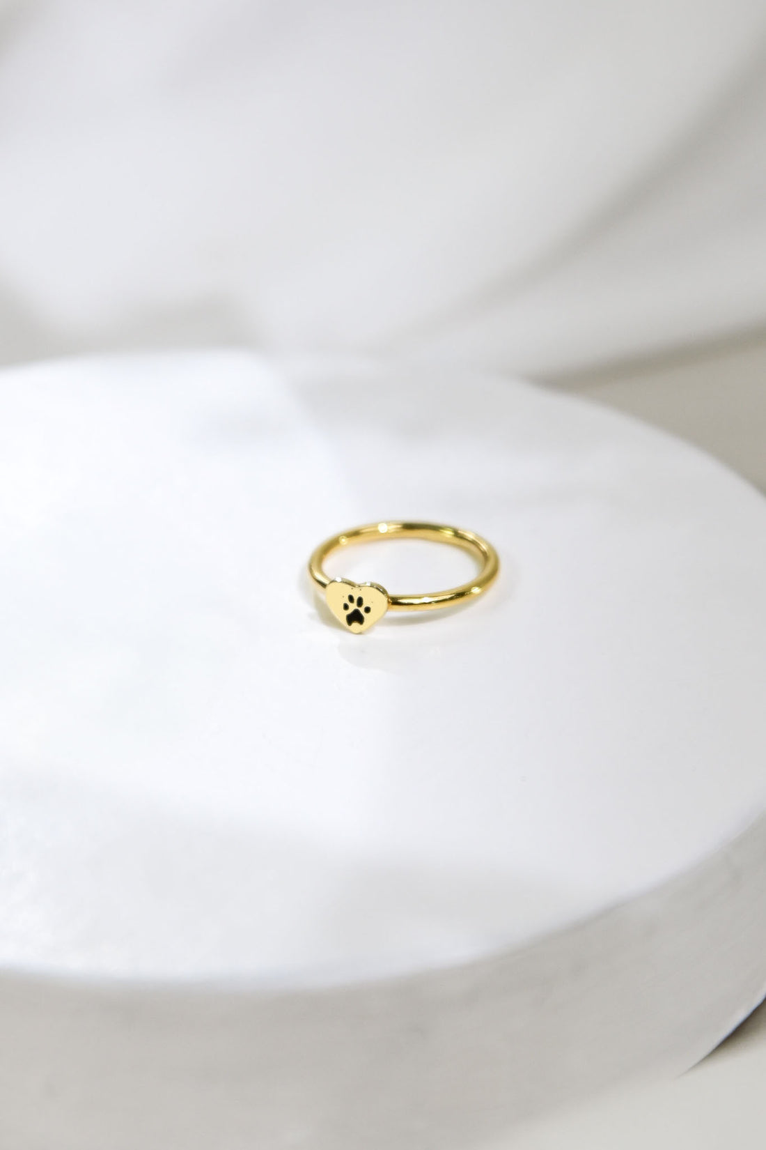Personalized Engraved Paw Print Heart Ring at Custom Paw Jewelry Shop
